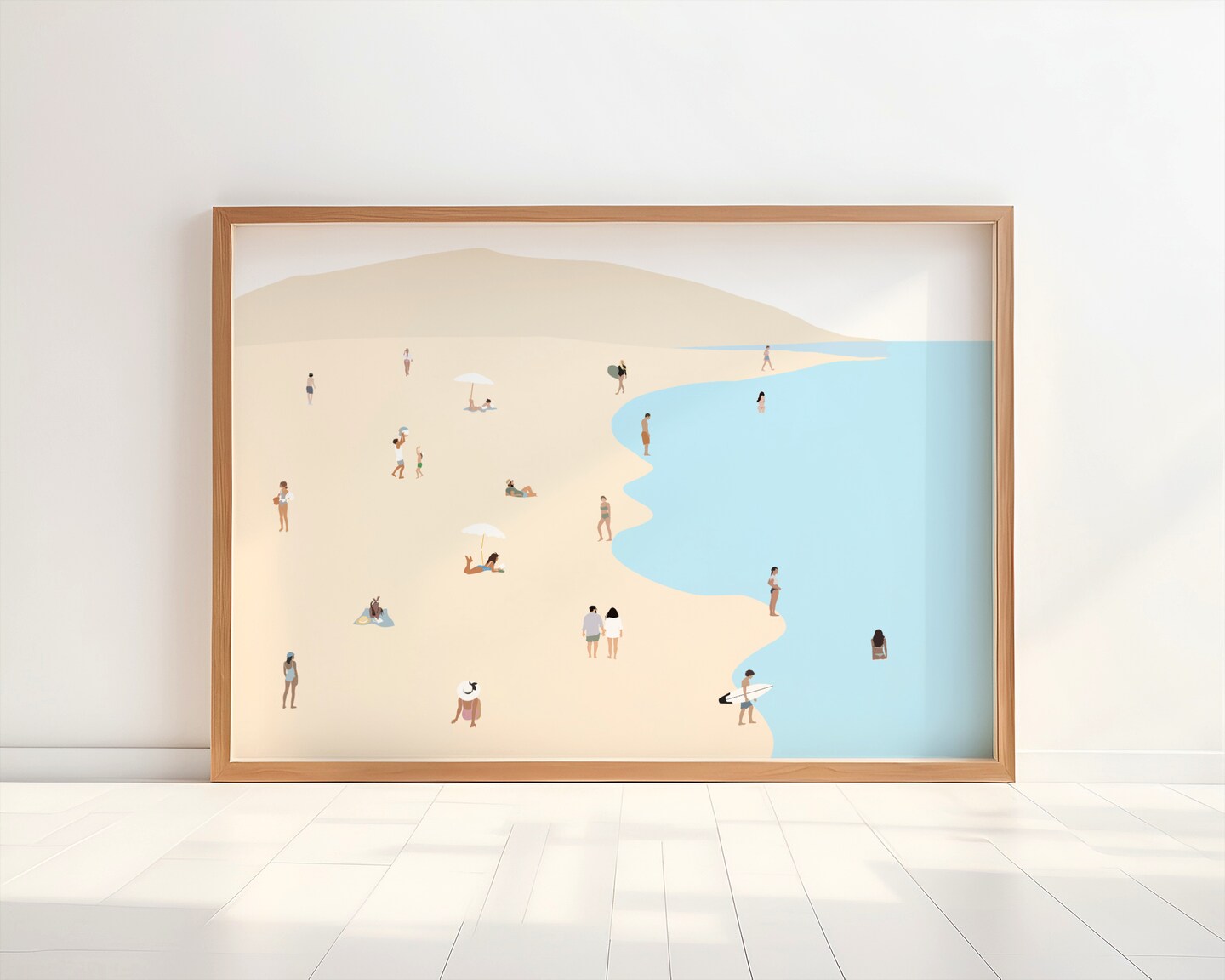 Minimalist Beach People Swimming Print | Vintage Beach Bathroom Art ...