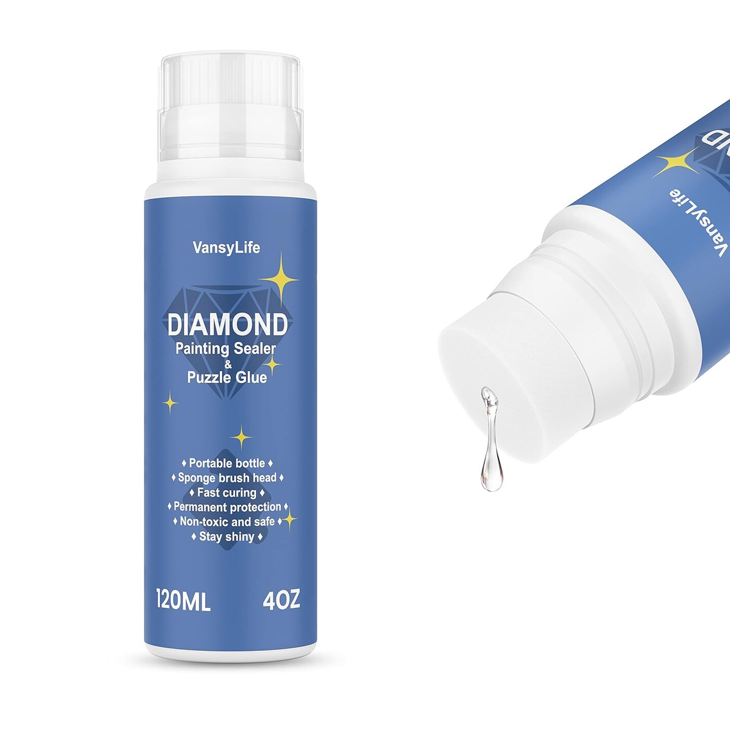 Diamond Painting Sealer 120ml with Sponge Head, 5D Diamond Painting Glue, and Jigsaw Puzzle Glue ...