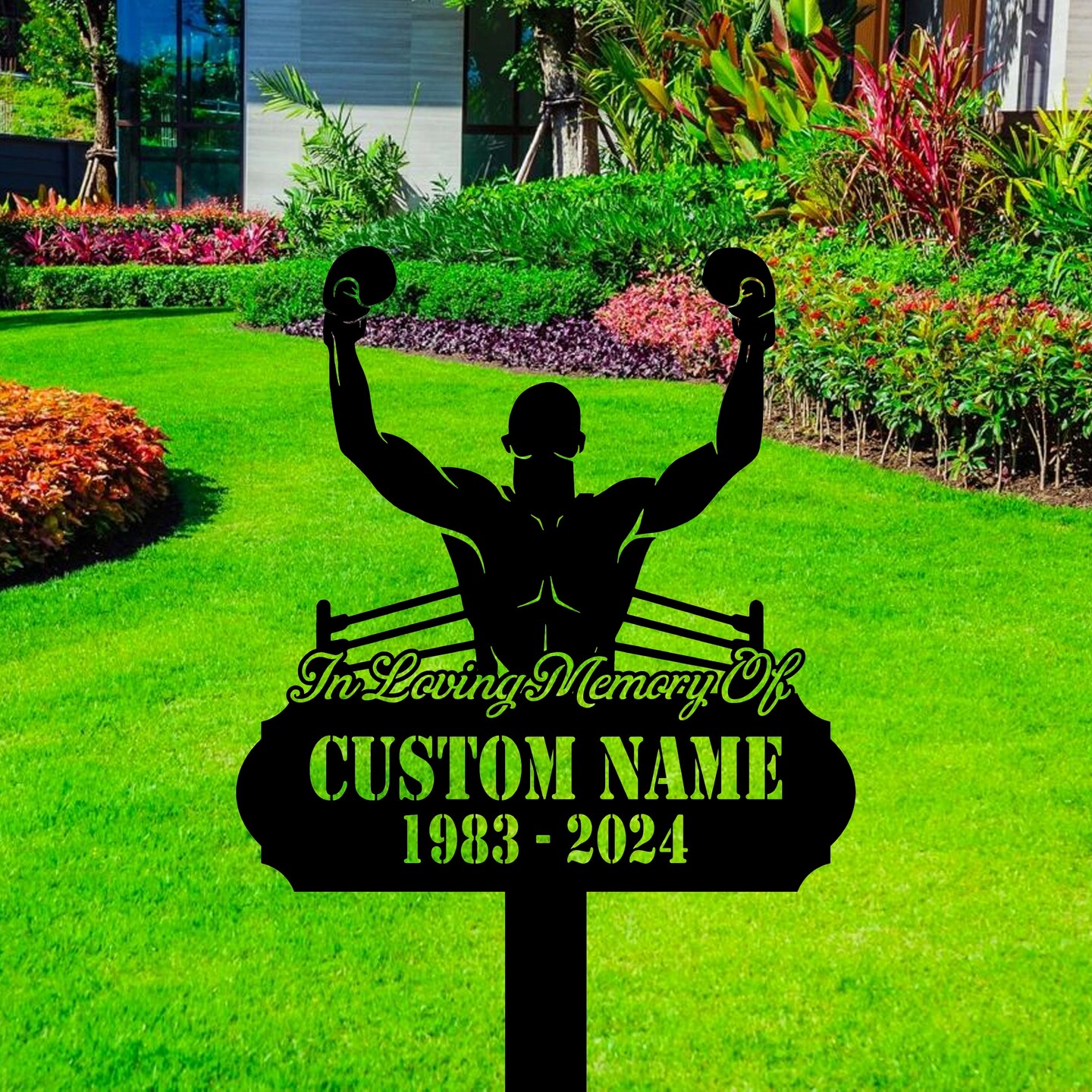 Custom Boxer Memorial Stake, Boxing Metal Stake, Personalized Boxing ...