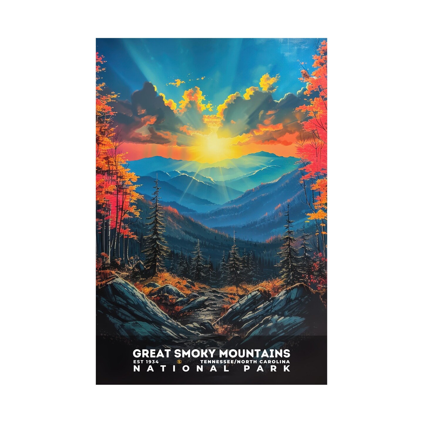 Great Smoky Mountains National Park Poster, Travel Art, Office Poster ...