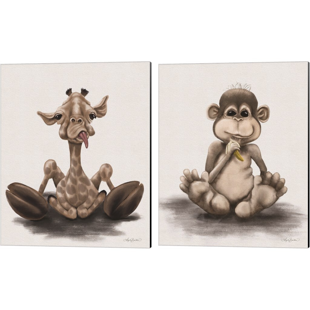 Jeffrey the Giraffe & Melvin the Monkey by Angela Bawden 12" x 15 ...