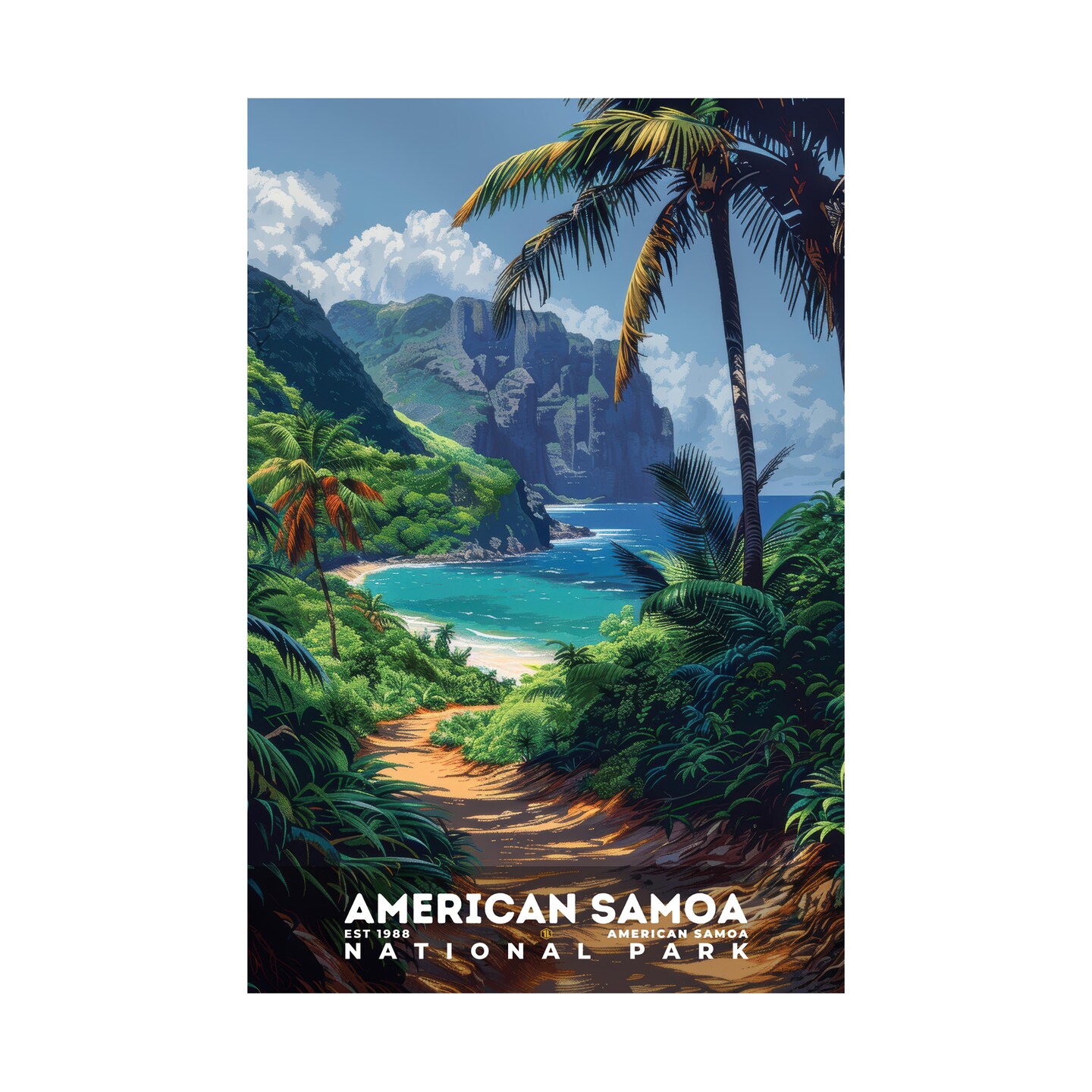 American Samoa National Park Poster, Travel Art, Office Poster, Home ...