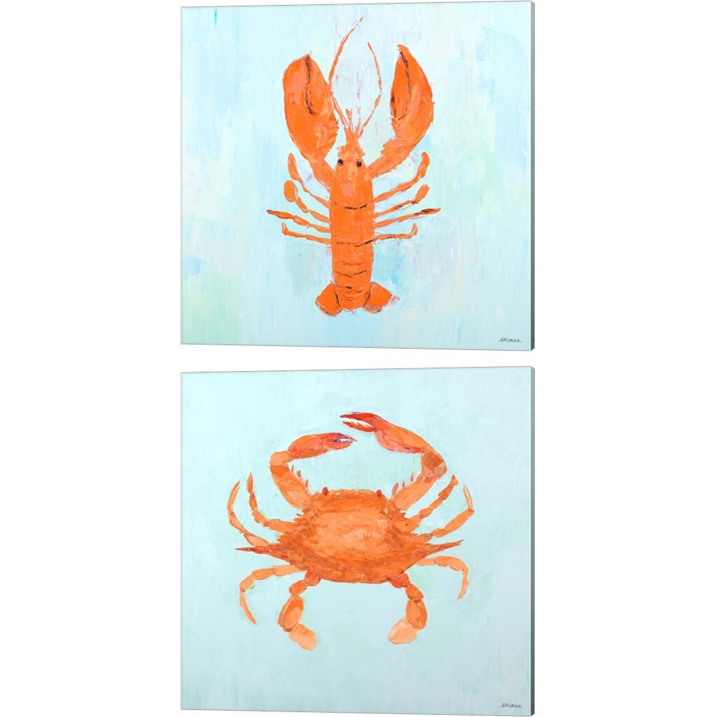 Orange Claw Buddies by Ann Marie Coolick 14" x 14" Canvas Wall Art (Set ...