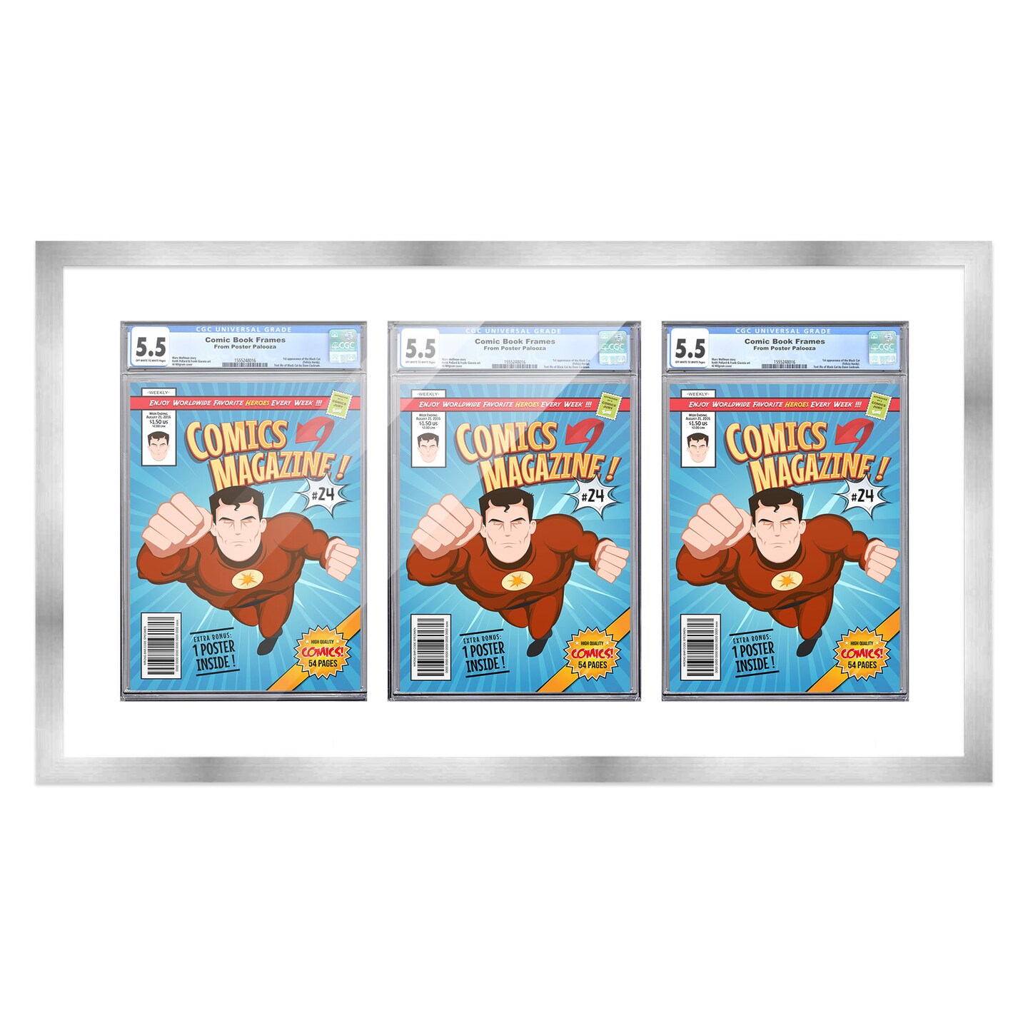 Comic Book Display Frame for CGC, PGX Graded, Slabed Comics - Silver ...