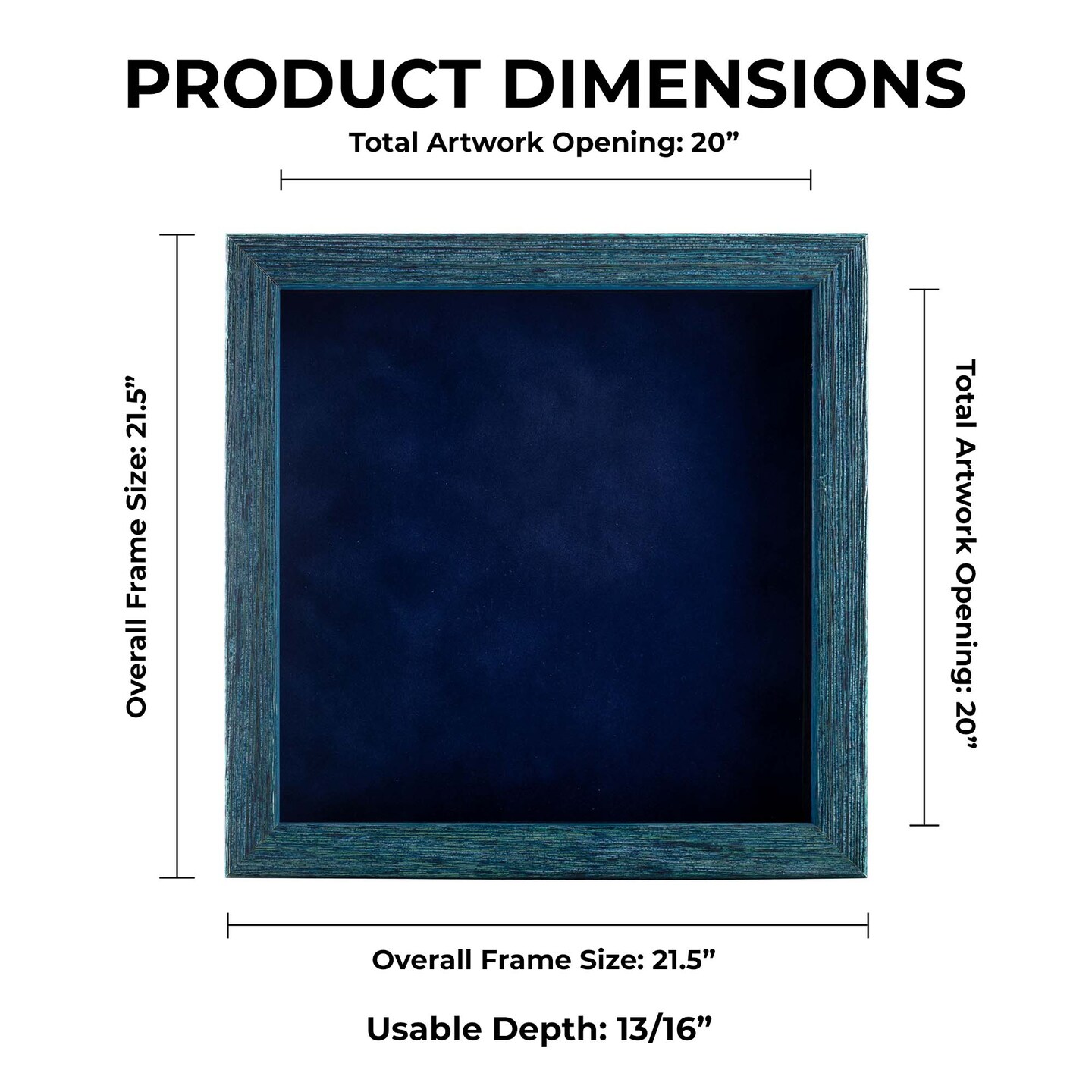 Rustic Blue Wood Shadow Box Frame with Acrylic Front - Navy Blue Suede ...