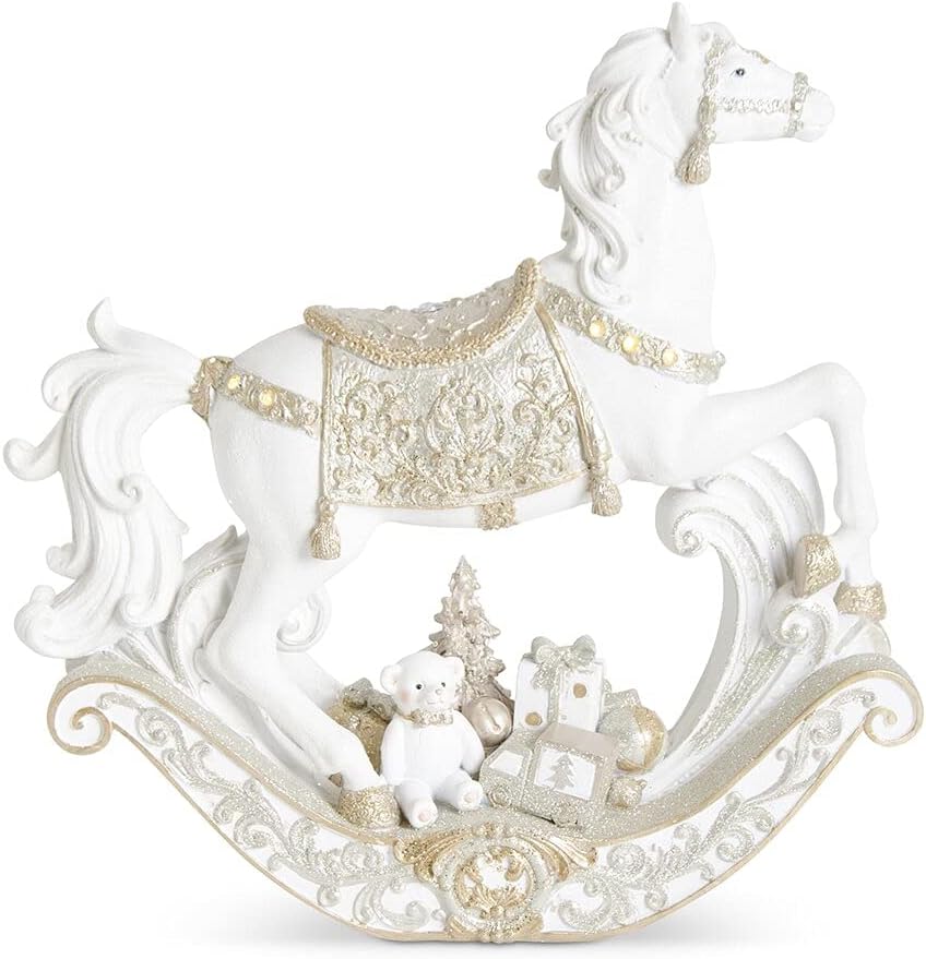 15.75" White Gold & Silver Rocking Horse w/Timer | Michaels