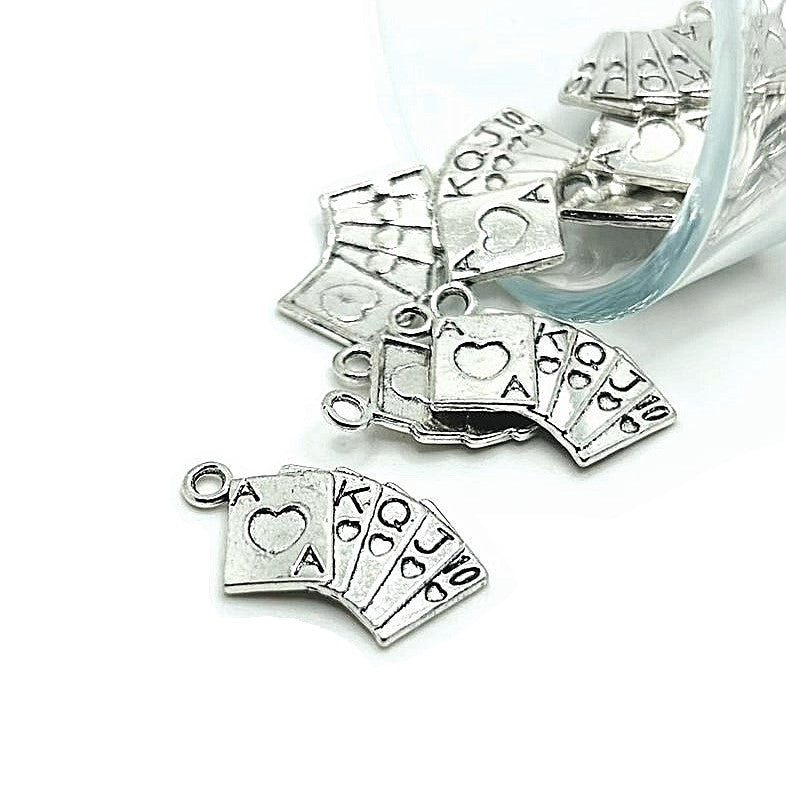 4, 20 or 50 Pieces: Silver Royal Flush Playing Card Charms | Michaels