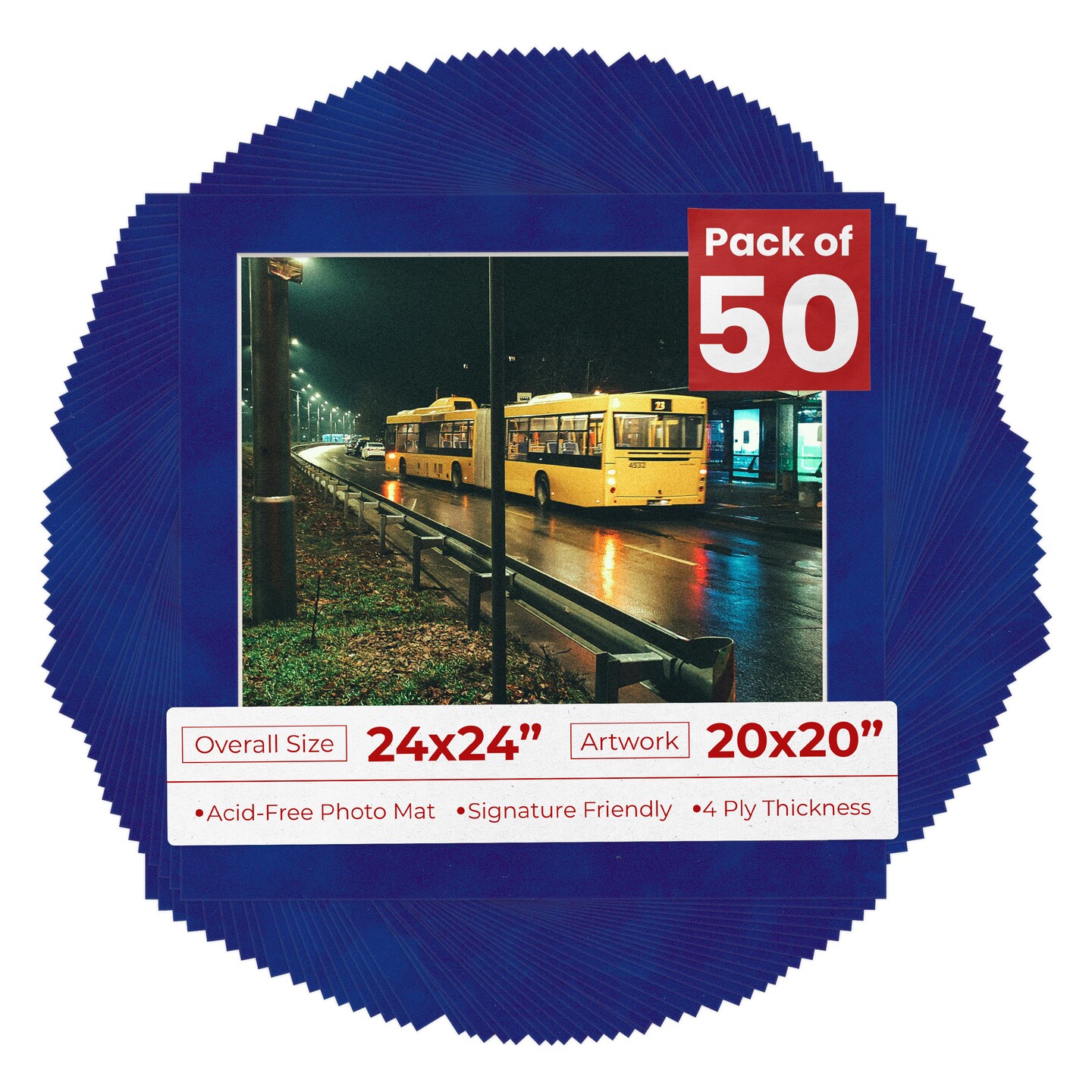 Royal Blue Suede Mat Board for 24x24 Frames - Fits 20x20 Photos, Color ...