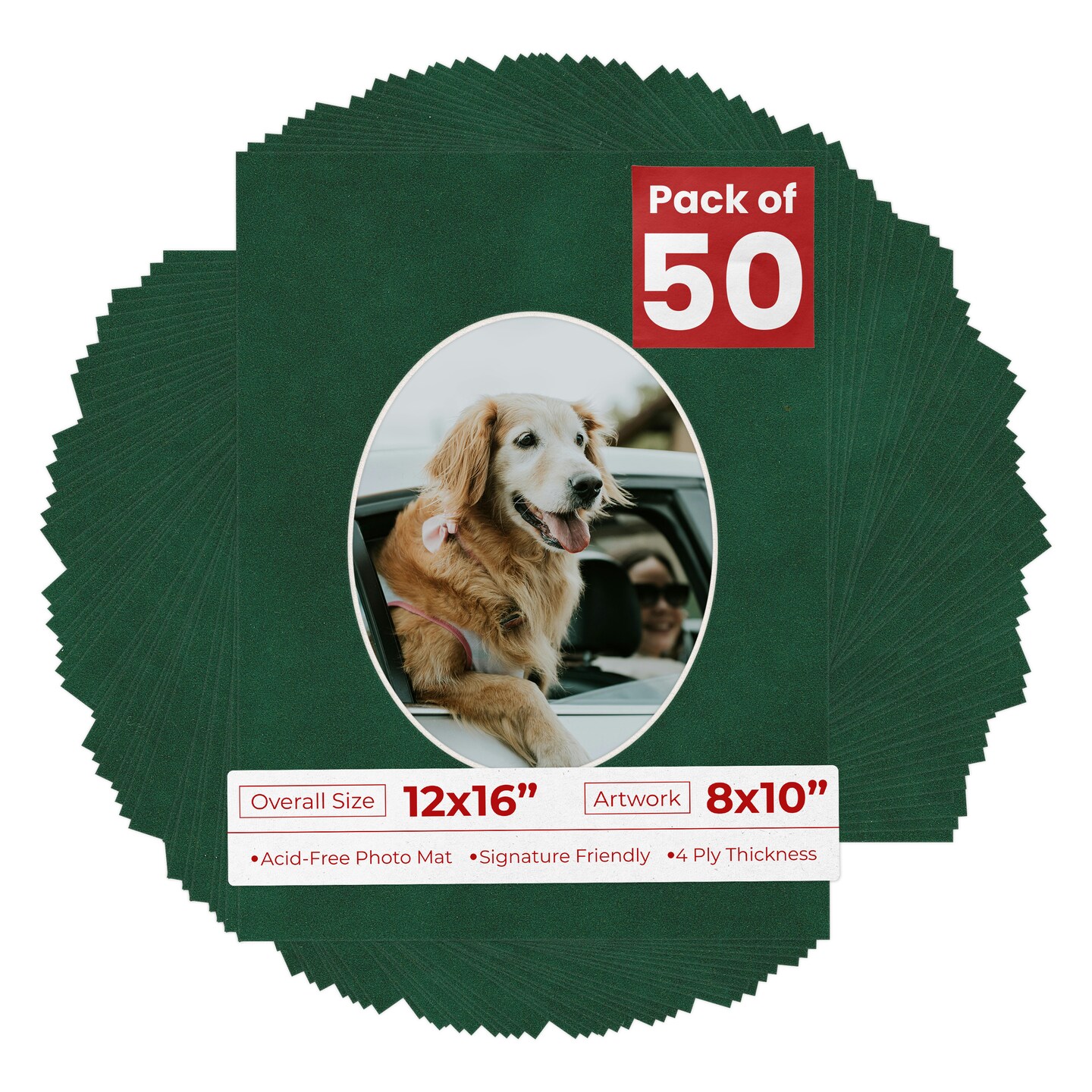 Green Suede Mat Board for 12x16 Frames - Oval Opening for 8x10 Photos ...