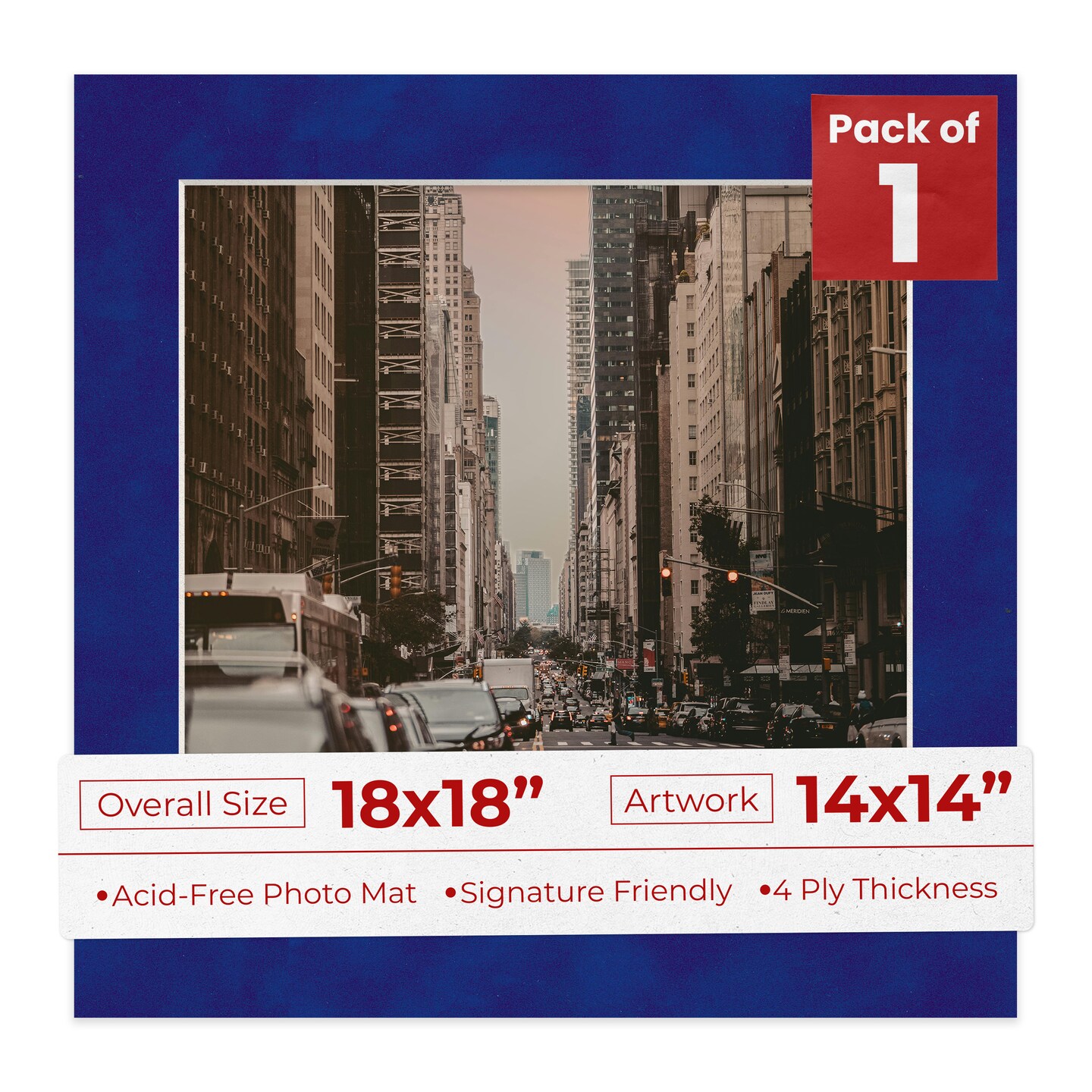 Royal Blue Suede Mat Board for 18x18 Frames - Fits 14x14 Photos, Color ...