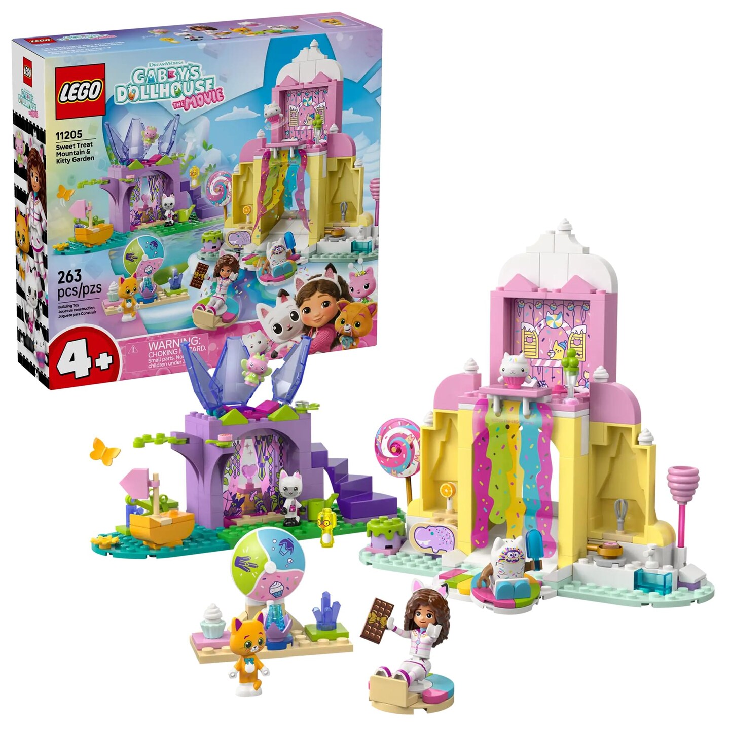 Gabby's Dollhouse LEGO 11205 Sweet Treat Mountain & Kitty Garden 263 ...