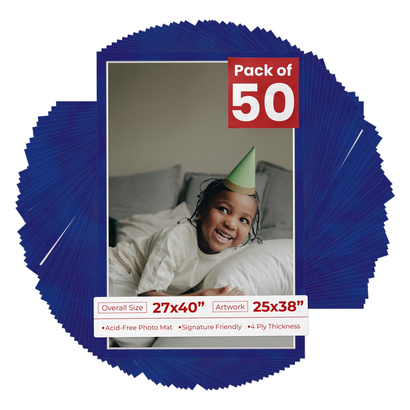 Royal Blue Suede Mat Board for 27x40 Frames - Fits 25x38 Photos, Color ...