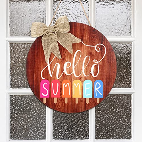 Hello Summer Sign 12 x 12 Inch Summer Welcome Sign Front Door Decor ...