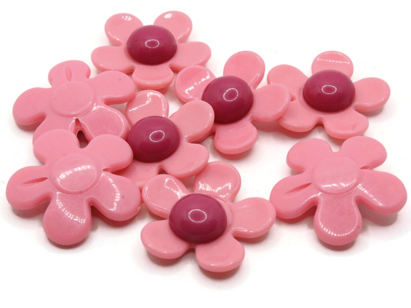 8 27mm Pink and Dark Pink Daisy Flower Large Plastic Beads | Michaels
