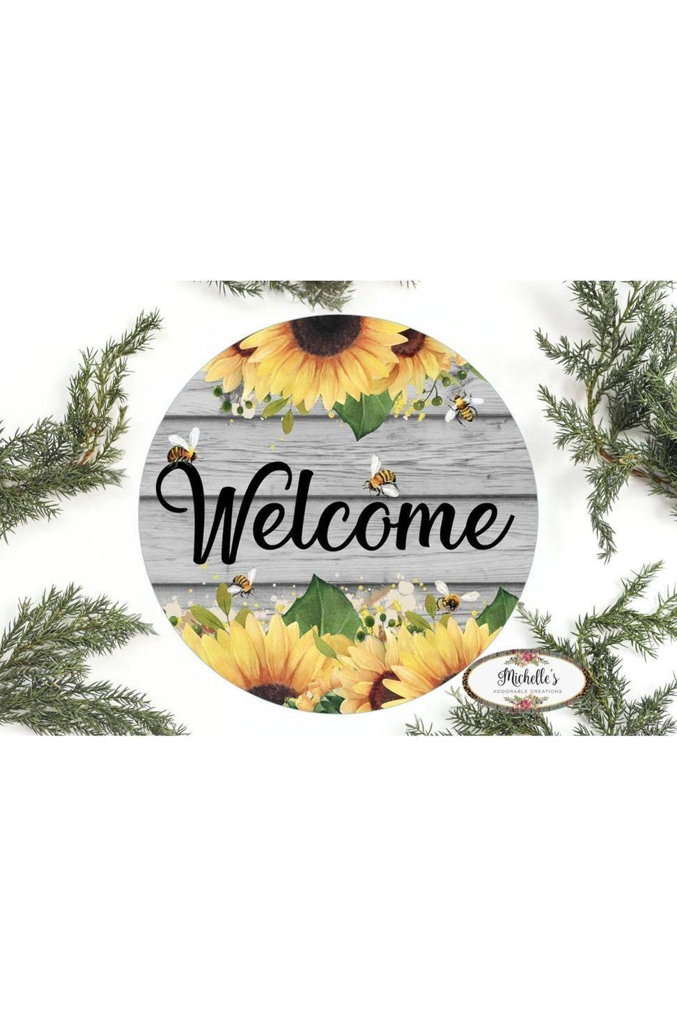 Welcome Sunflower Bumble Bee Round Sign | Michaels
