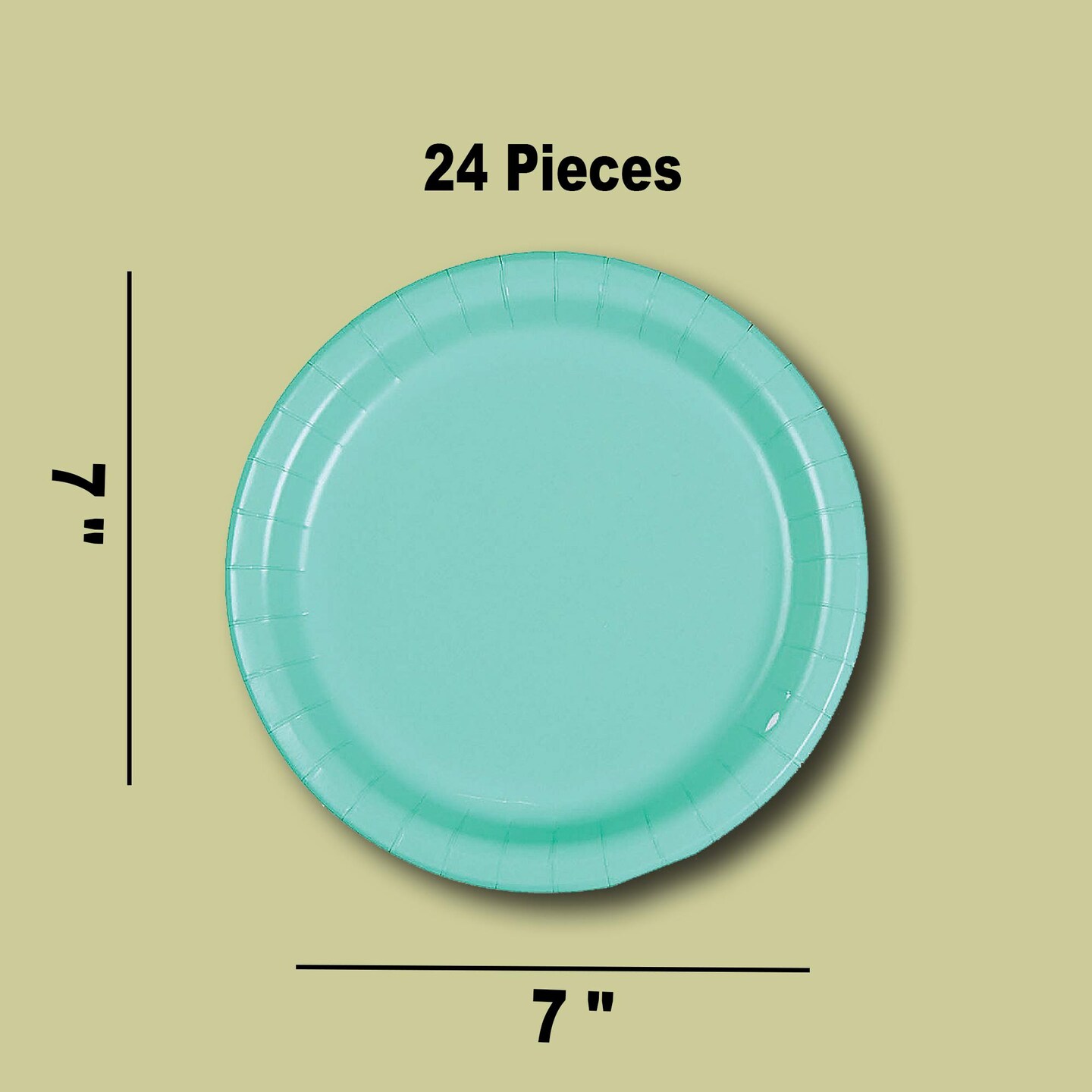 24 Count Mint Solid Color Round Paper Plates 7 Inch Dessert Tableware ...