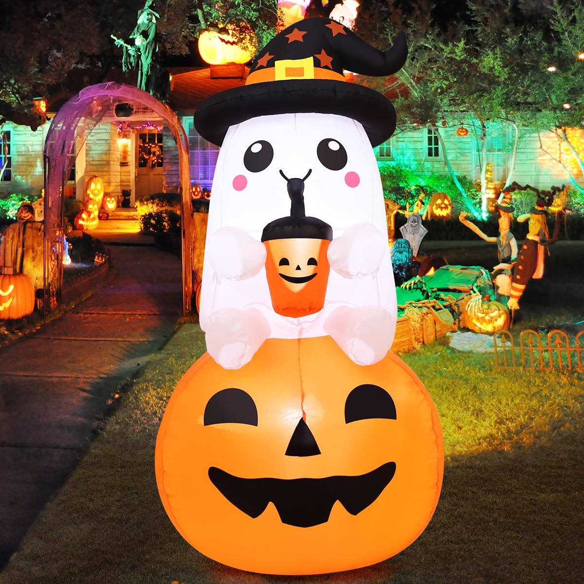 5 FT Halloween Inflatable Ghost Pumpkin Outdoor(Orange) | Michaels