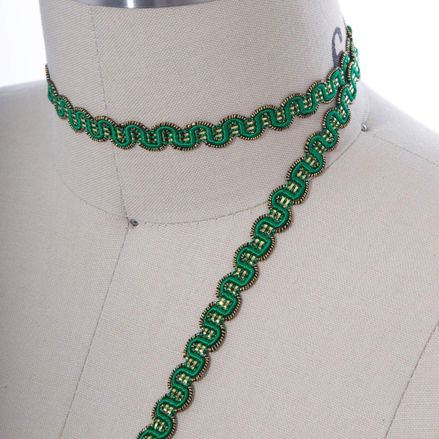 2 Yards 3/8 Inch Green and Gold Gimp Trim for Drapes Pillows Upholstery ...