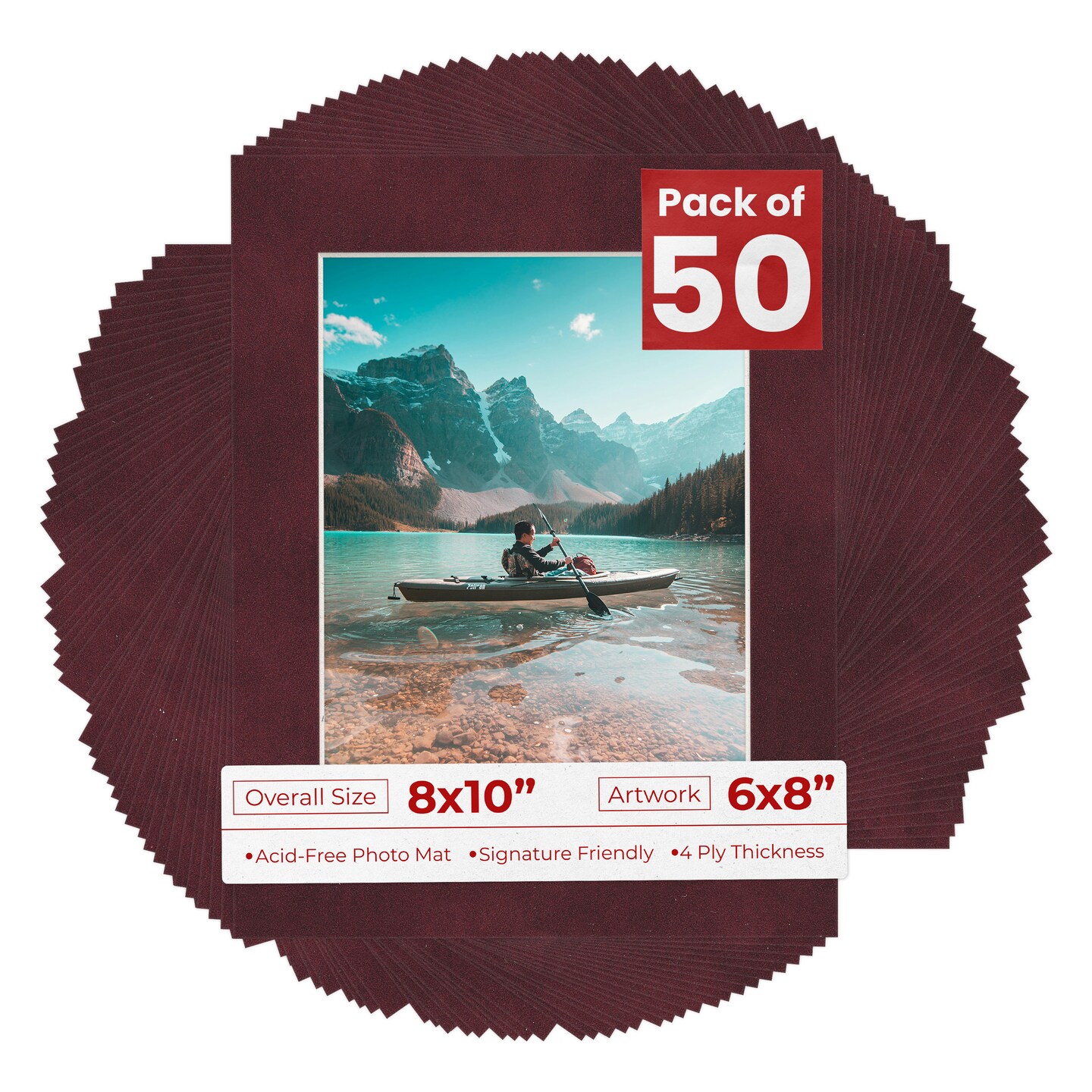 Dark Red Suede Mat Board for 8x10 Frames - Fits 6x8 Photos, Color: Red ...
