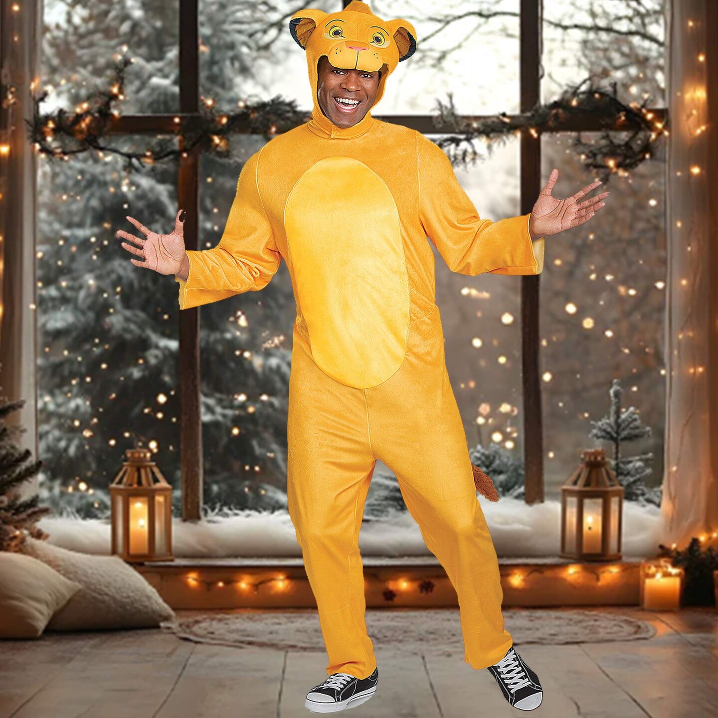 Simba Costume Jumpsuit with Ears and Tail for Halloween or Cosplay ...