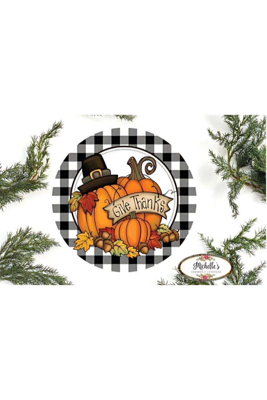 Give Thanks Fall Pumpkin Plaid Sign | Michaels