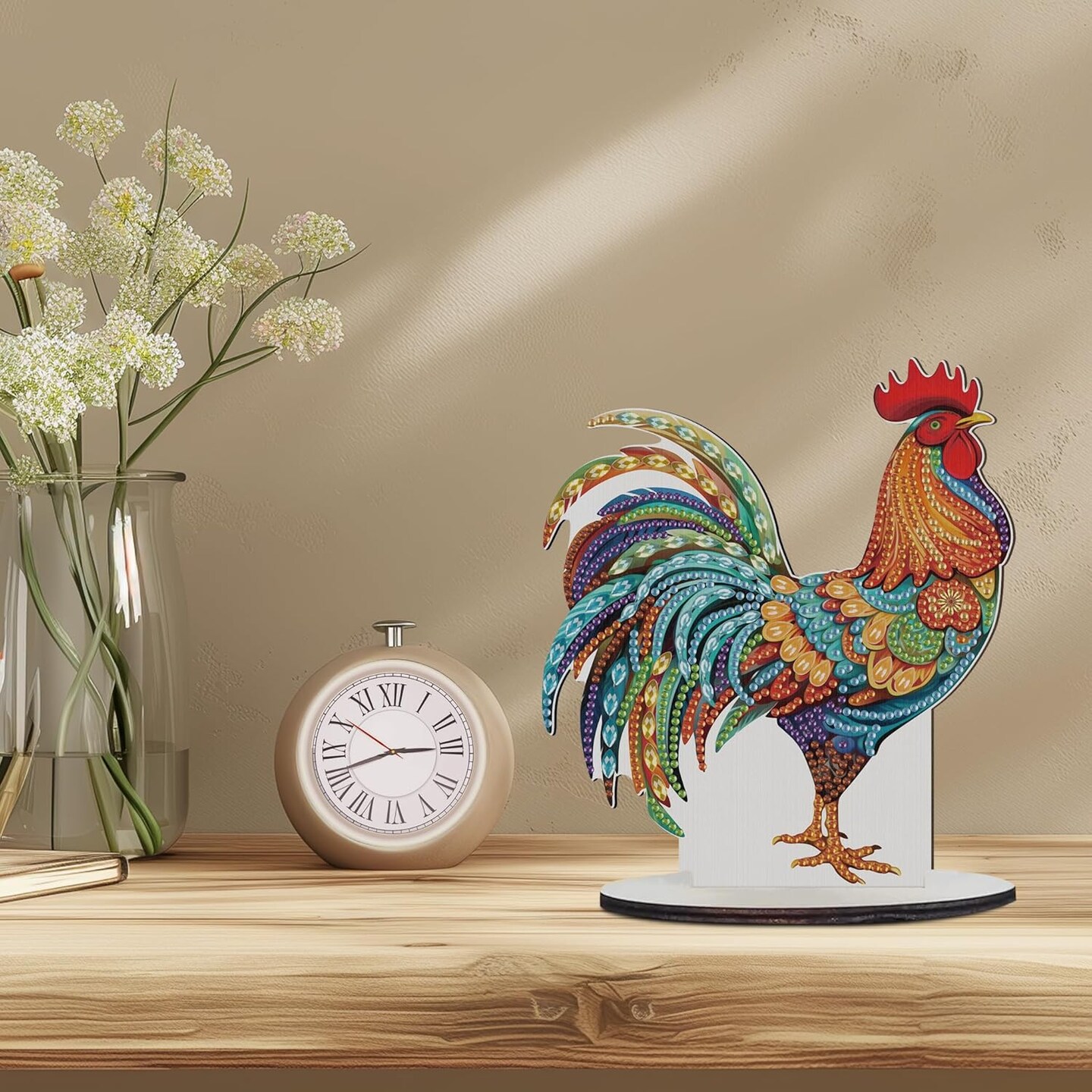 DIY 5D Diamond Art Roster Painting Diamond for Kids, Partial Shaped ...