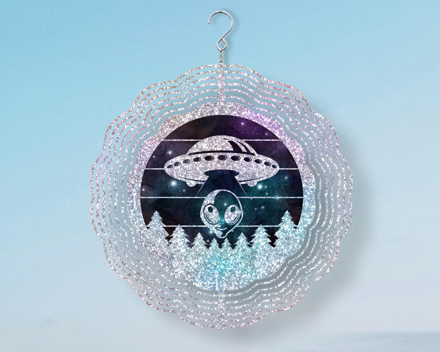 UFO With Alien Wind Spinner, Colorful Garden Decoration, 3 Size Choices ...