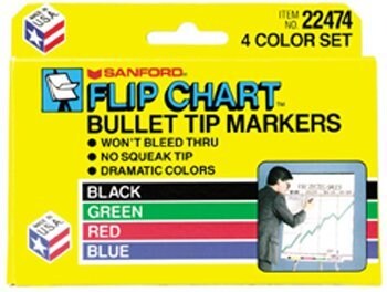 Flip Chart Markers, Bullet Tip, Four Colors, 4/Set | Michaels