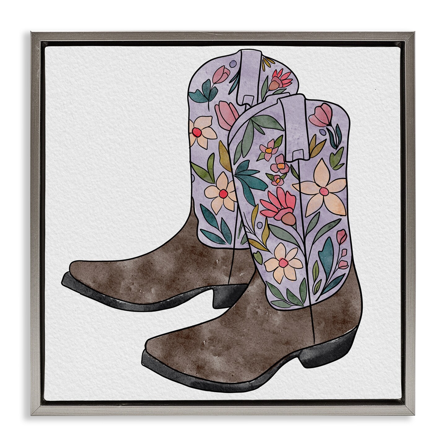 Stupell Industries Wildflower Cowboy Boots Floating Frame, design by ...