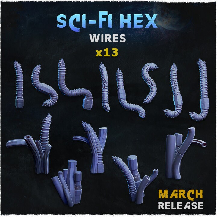 26pc Sci-fi Hex Wires Basing Bits 28mm 32mm Basing Materials Modular ...