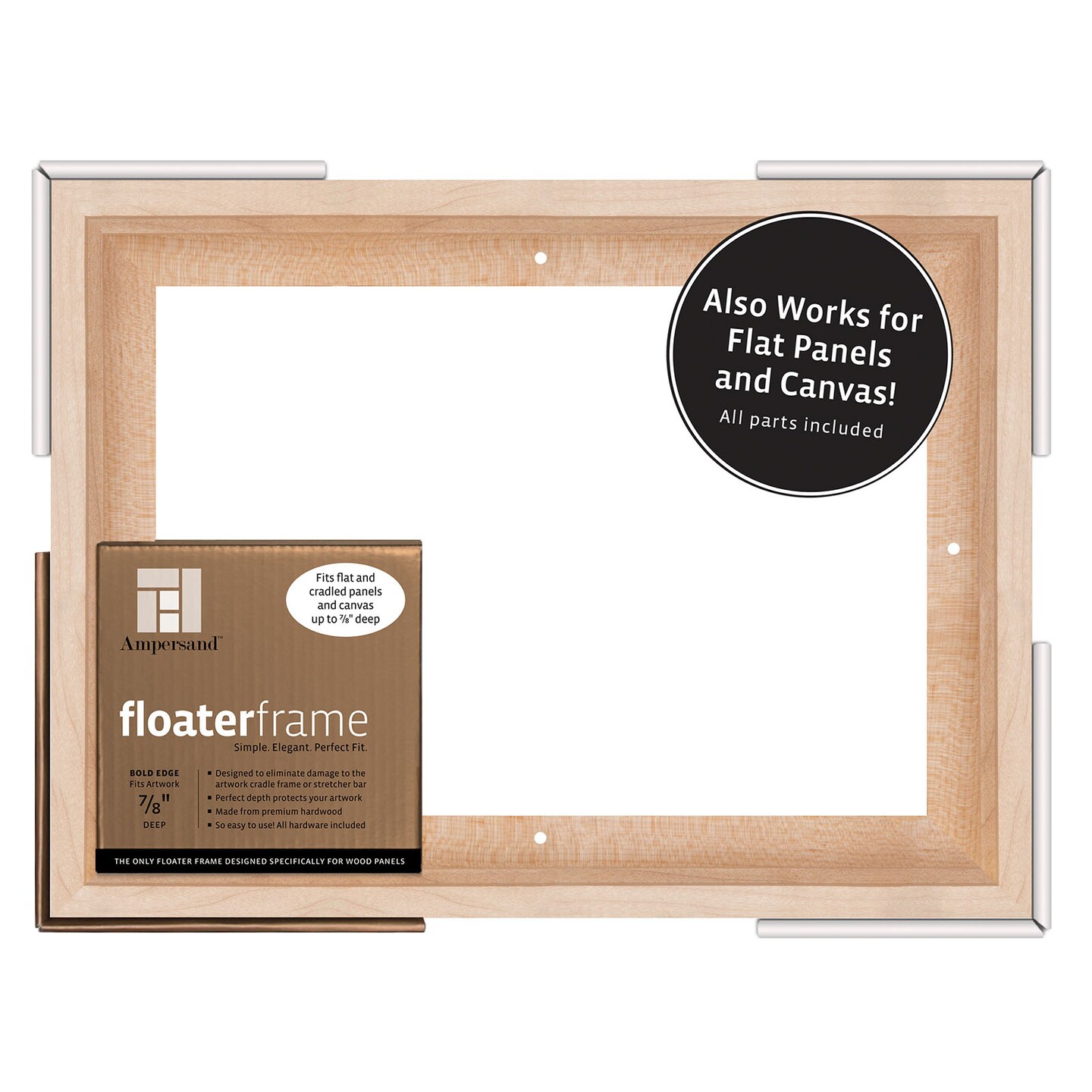 Ampersand Art Floaterframe, Bold Edge, 7/8" Depth, 9" x 12", Maple ...