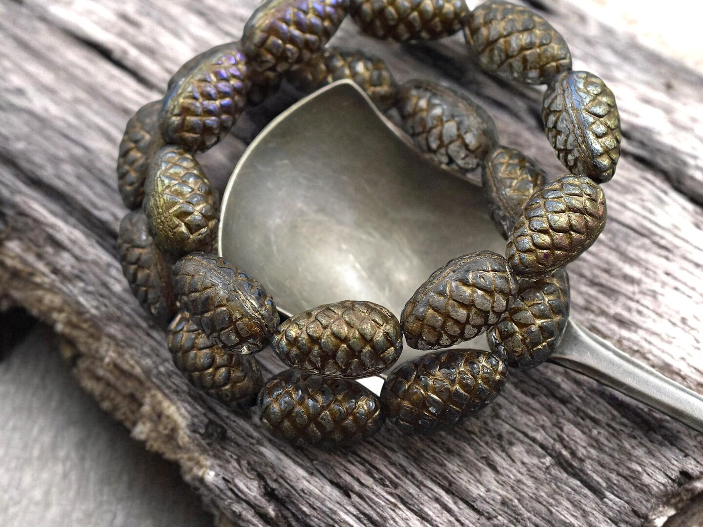 *10* 13x8mm Dark Bronze Rainbow Washed Crystal Pine Cone Beads | Michaels