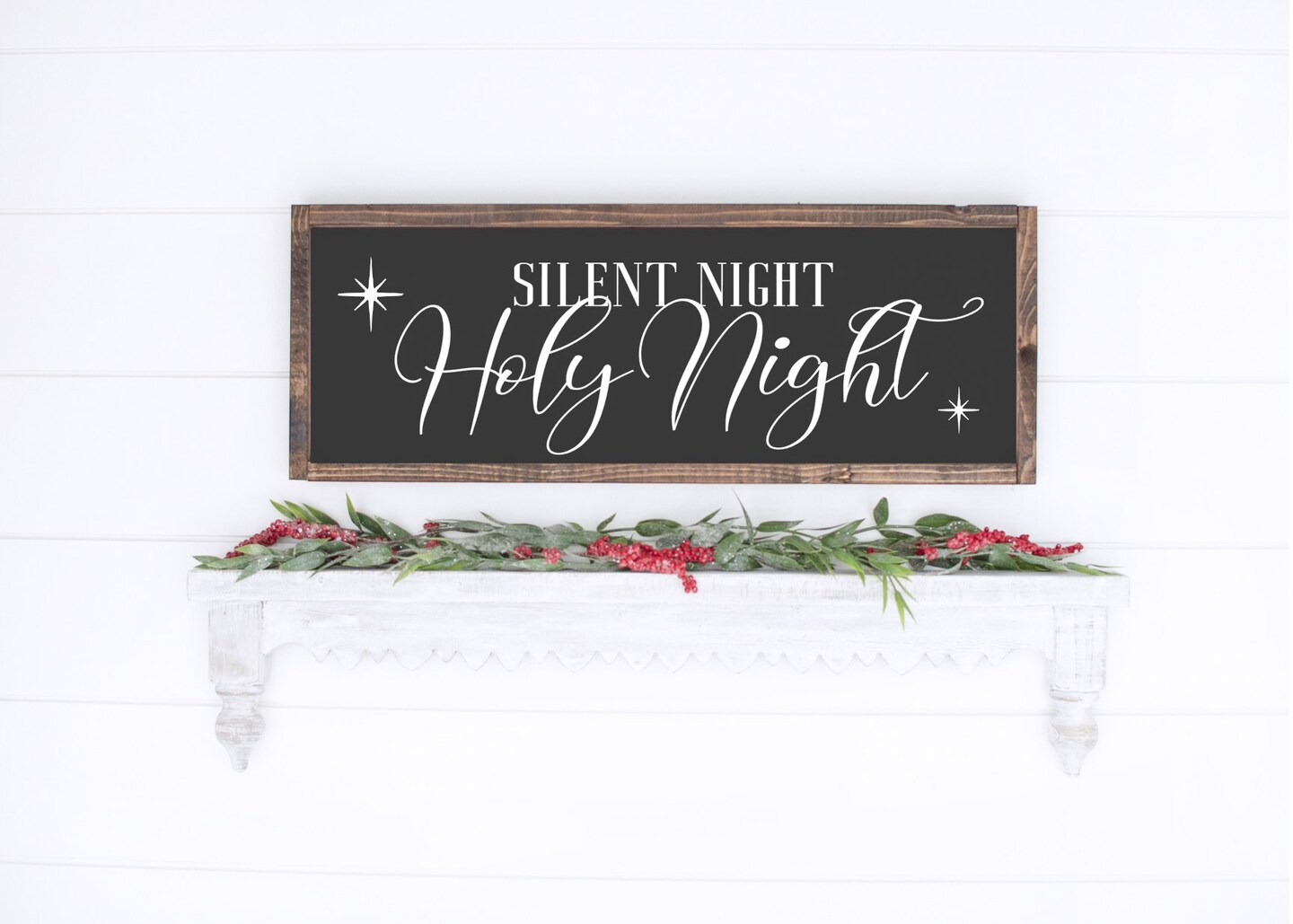 Farmhouse Christmas Sign, Silent Night Holy Night, Religious, Christmas ...