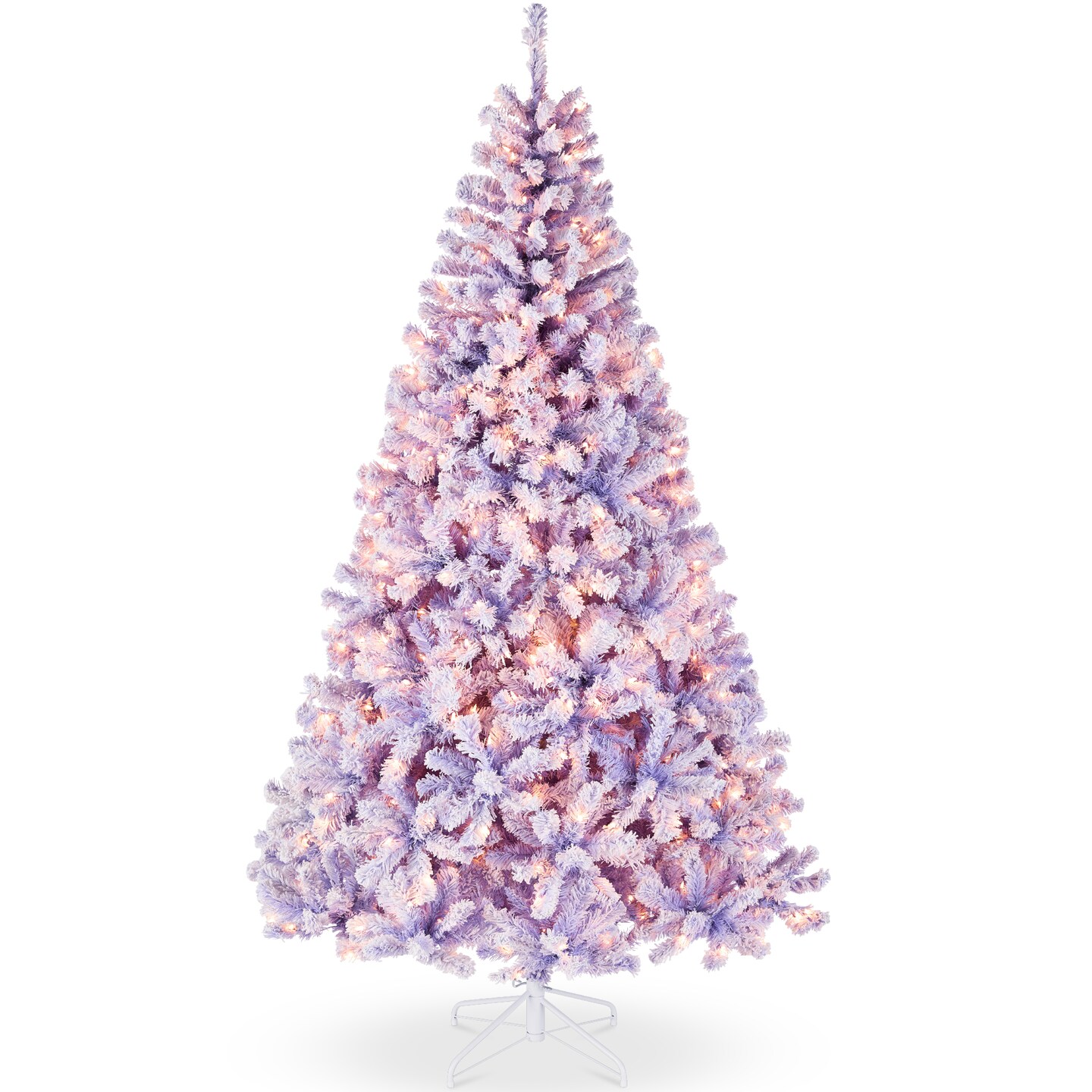 Best Choice Products Pre-Lit Lavender Christmas Pine Tree w/ Flocked ...