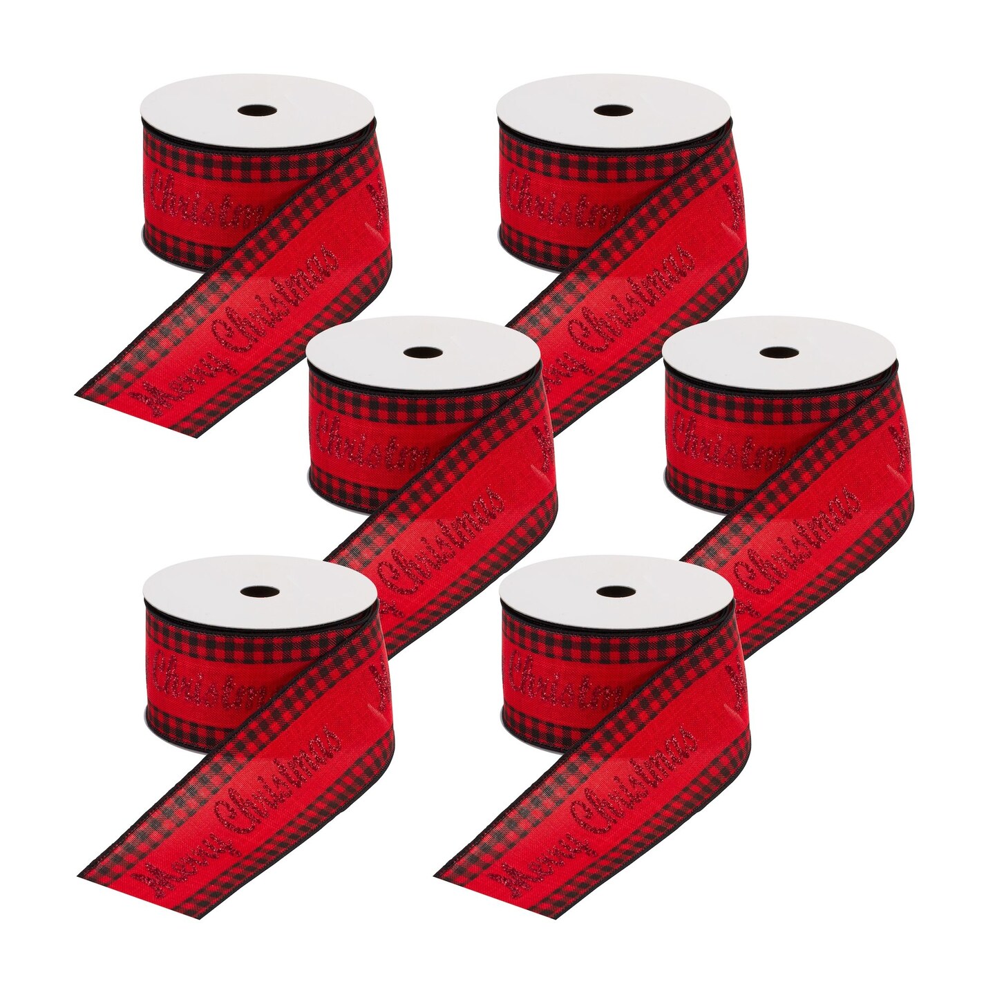 Melrose Buffalo Plaid Merry Christmas Wired Craft Ribbon - 2.5" x 10 ...