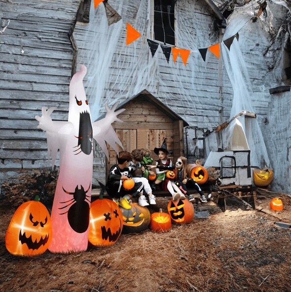 11.8 FT Halloween Inflatables Ghost Spider Pumpkin Outdoor Decorations ...