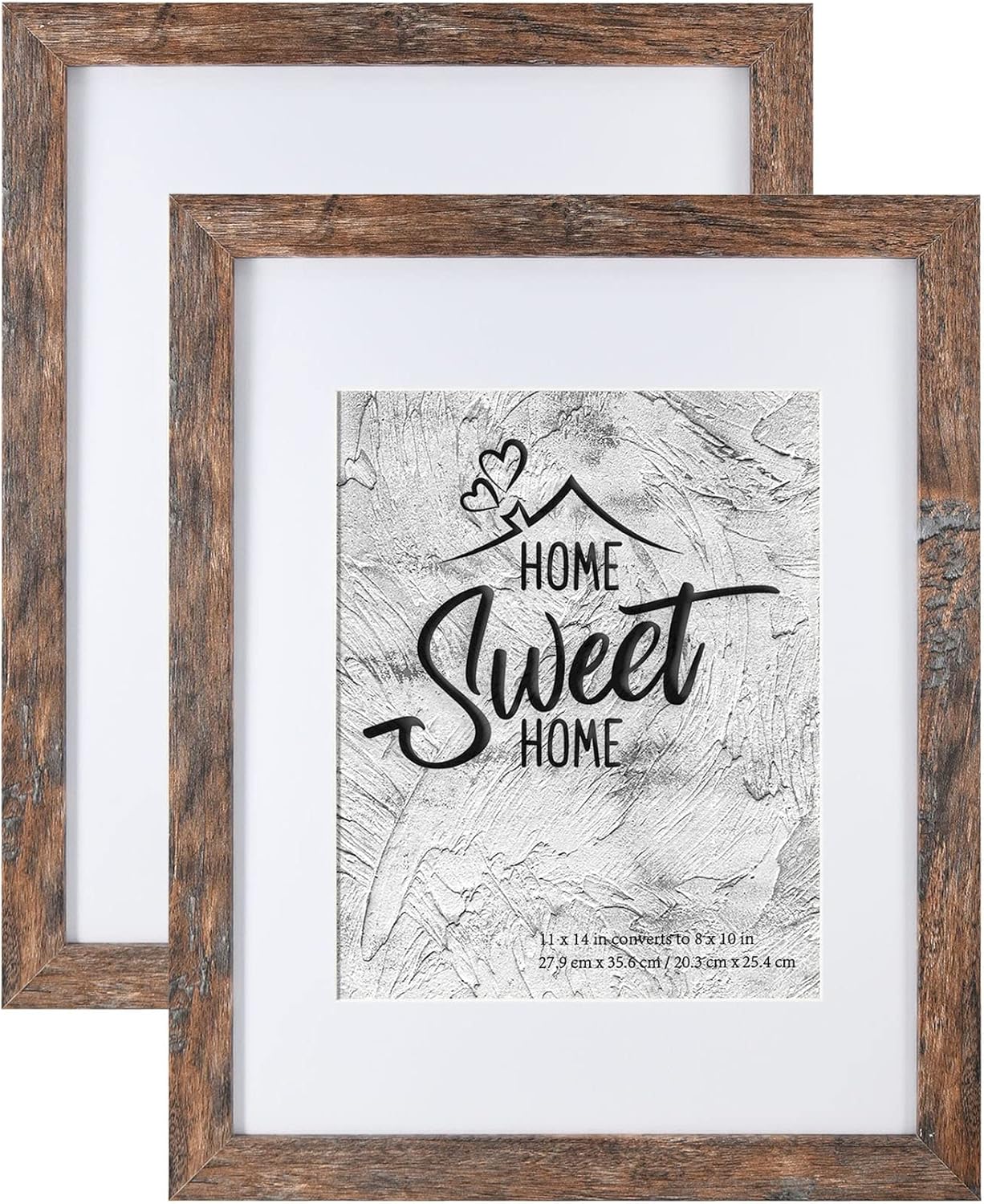 Rustic Brown 11x14 Picture Frame - Display Photos 8x10 with Mat or ...