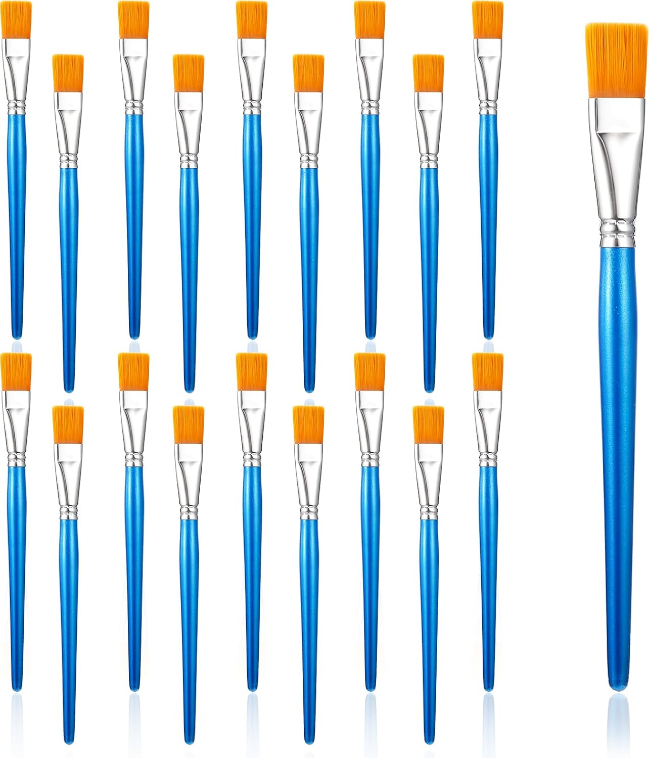 20 Pcs 3/4 Inch Flat Paint Brushes, Acrylic Brush Wide Synthetic ...