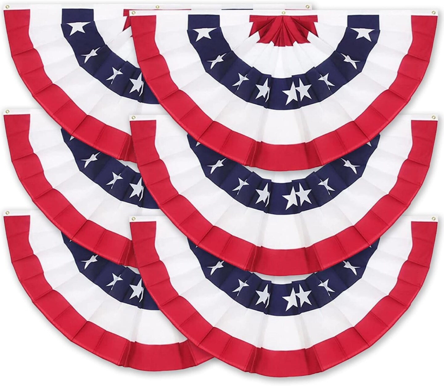 2 x 4 Ft American Pleated Fan Flag, USA Patriotic Half Fan Bunting Flag ...