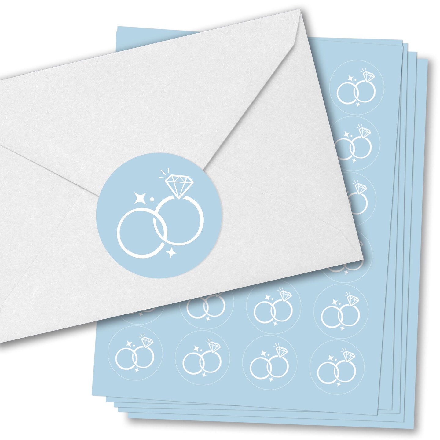 Big Dot of Happiness Dusty Blue Wedding Envelope Seal Stickers, Round ...