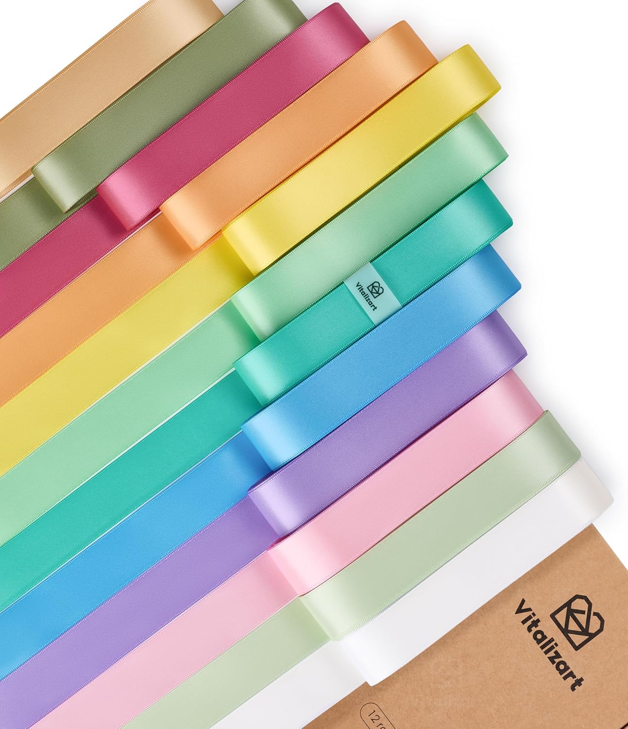 Ribbon for Crafts 1" x 36Yd Pastel Satin Ribbon Continuous Double Face ...