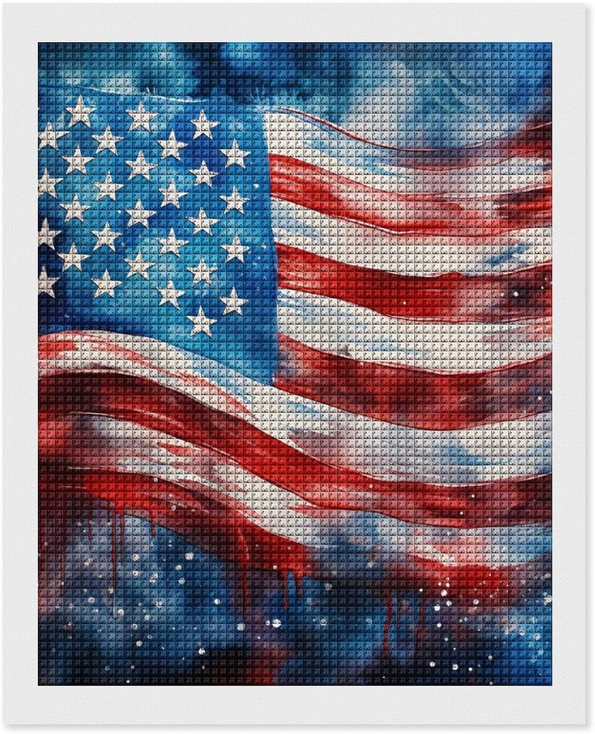 4th of July Patriotic U.S. Flag Printed Diamond Picture Painting Wall ...