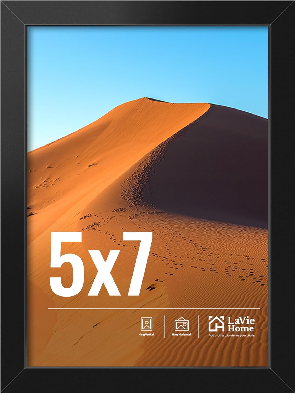 5x7 Picture Frame for Wall Display, Black Picture Frame with HD ...