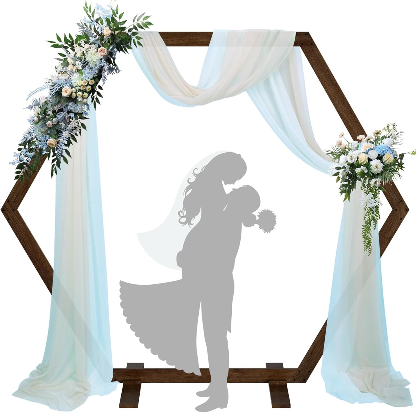Heptagon Wooden Wedding Arch Backdrop – Dark Brown Ceremony Arbor for ...