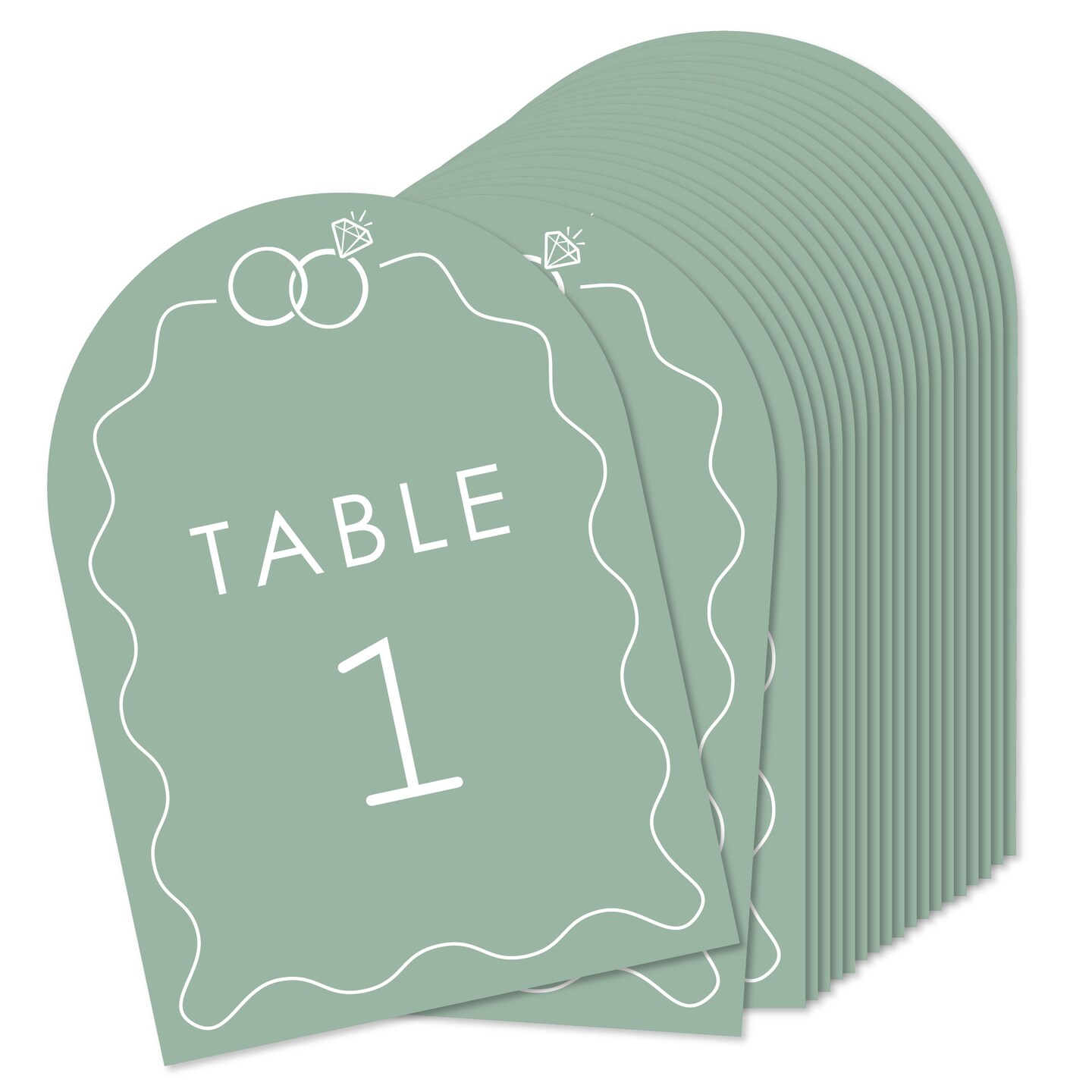 Big Dot of Happiness Sage Green Wedding Rings Table Numbers ...