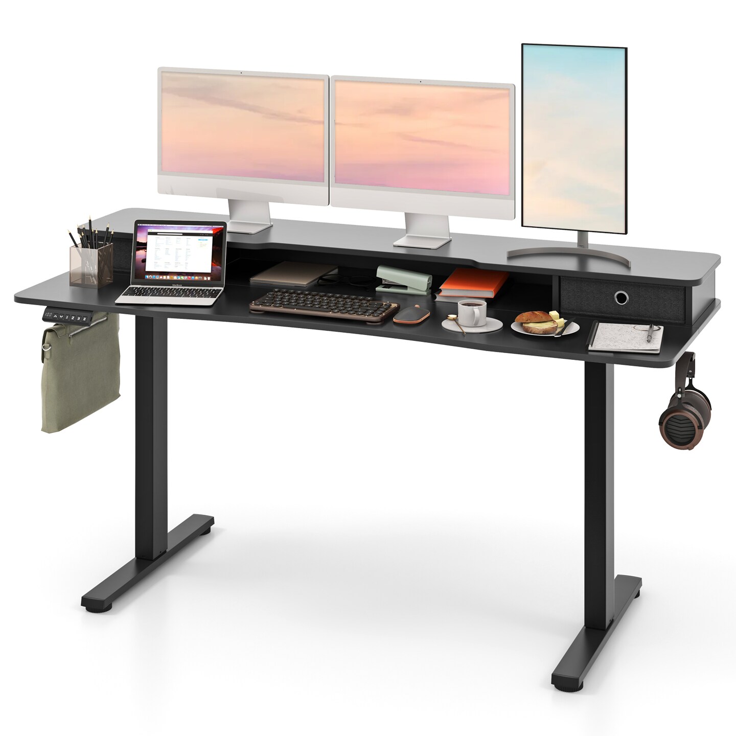 Electric Standing Desk with Adjustable Height, Drawers and Ergonomic ...