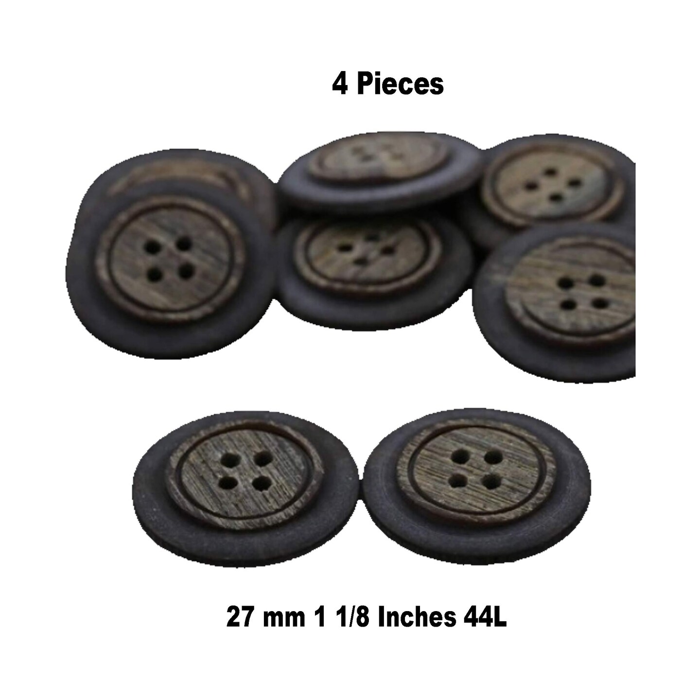 4 Brown Faux Wood Plastic Buttons Four Hole 27mm 1 1/8" | Michaels