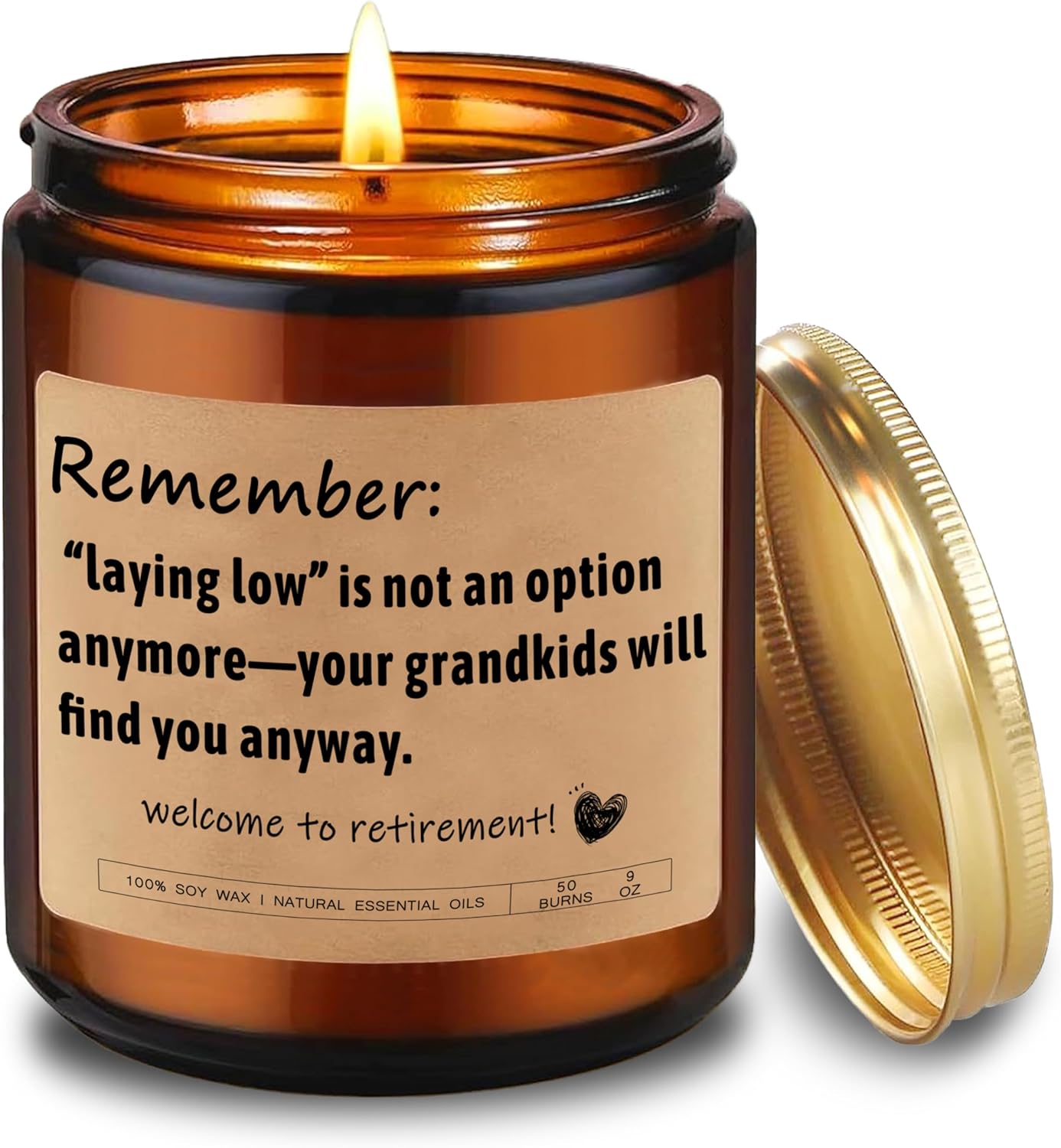 Funny Retirement Gifts for Woman Men, Juniper Lavender Scented Soy Wax ...