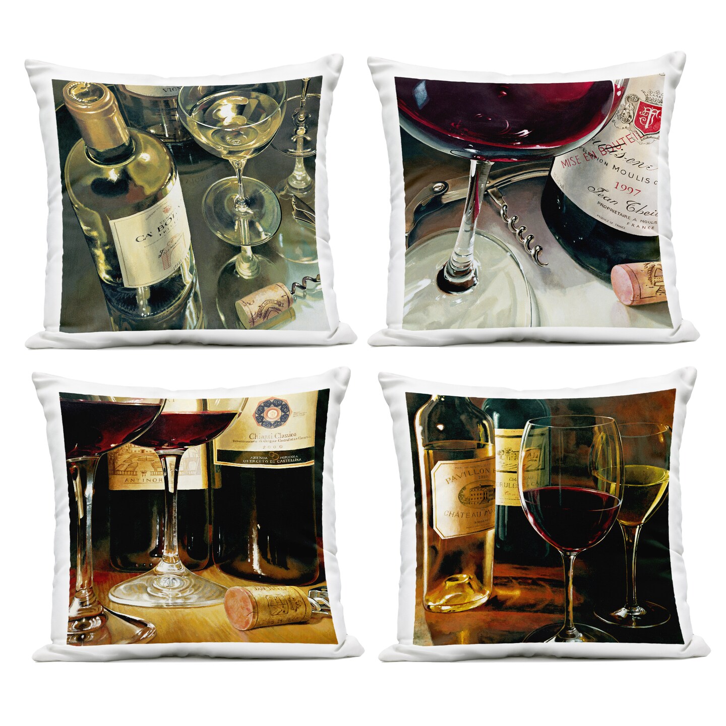 Stupell Industries Elegant Wine Still Lifes 4 Piece Outdoor Printed ...