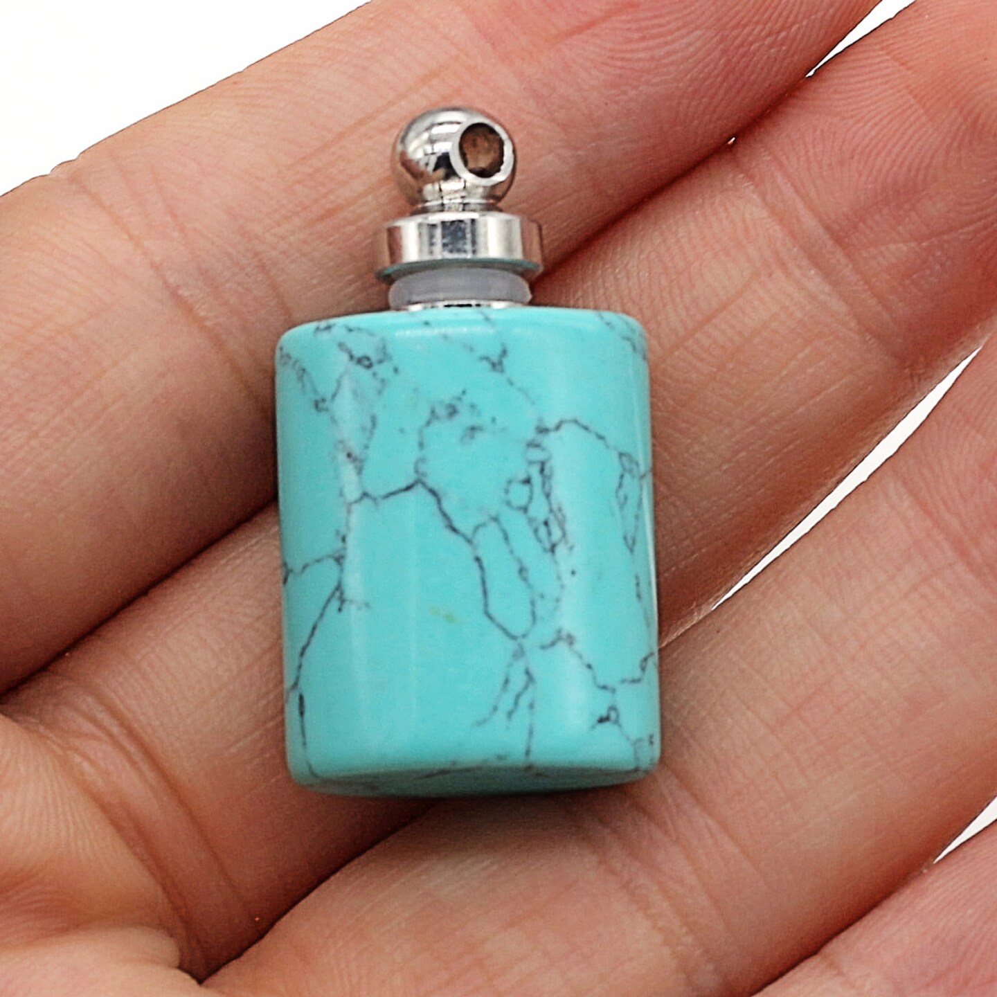 Natural Turquoise Gemstone Oblong CREMATION URN with 24" Steel Curb ...